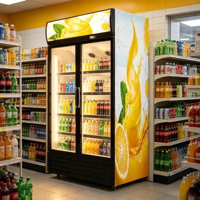 China 650 Liter Capacity Glass Door Refrigerator with Digital Controller and Convenient Wheels for Easy Movement for sale