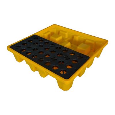 China Plastic HUADING Rotational Molding Spill Pallet 4 Drum Oil Drum Pallet with 4-Way Entry Type for sale