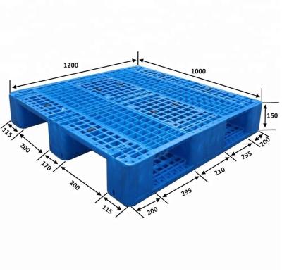 China Dynamic Load of 1.5T 1200*1000*150mm Heavy Duty 3 Runners Open Deck EU Plastic Pallet for sale