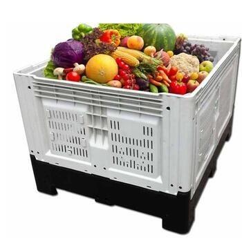 China Folgbare HDPE-Faltfläche für Obstlager, Stapelbare Kunststoffpalettenbox 1200*1000*810mm zu verkaufen