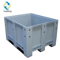 China HUADING Vegetable Warehouse Gray Solid Plastic Stacking Pallet Tank Box with Lid and Wheel for sale