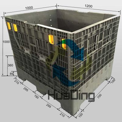 Cina 1T scatola di pallet in plastica pieghevole per il magazzinaggio in nero grigio blu presso HUADING in vendita