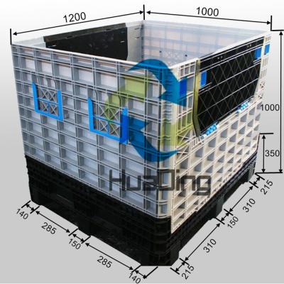 Cina 1T scatola di pallet in plastica pieghevole per il magazzinaggio in nero grigio blu presso HUADING in vendita