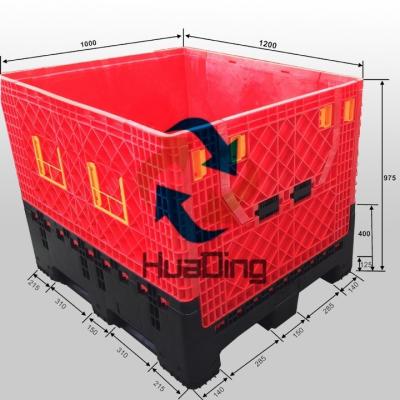 Cina 1T scatola di pallet in plastica pieghevole per il magazzinaggio in nero grigio blu presso HUADING in vendita