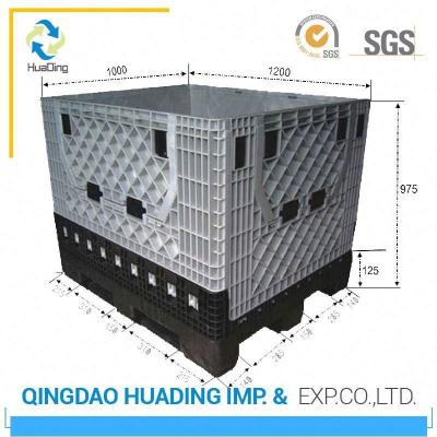 China HUADING Caja de paletas industriales con número de producto HDFPC1210H975A con ruedas y opciones de etiquetado en venta