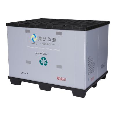 China Caja de plástico corrugado plegable reciclable con paleta y cerradura del cinturón de seguridad con tapa en venta