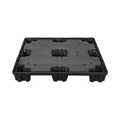China Black Gray Blue HUADING Collapsible Container Corrugated Foldable Plastic Pallet Square Sleeve Box with Lids for sale