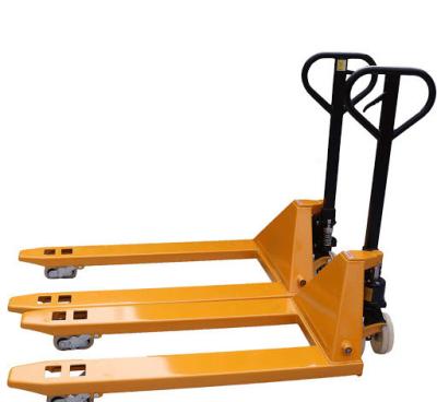 China Steel Hand Pallet Truck 2Ton 2.5Ton 3Ton 5Ton with 1150/1220mm ISO9001 Yellow 1-10T 200mm Nylon 1Set for sale