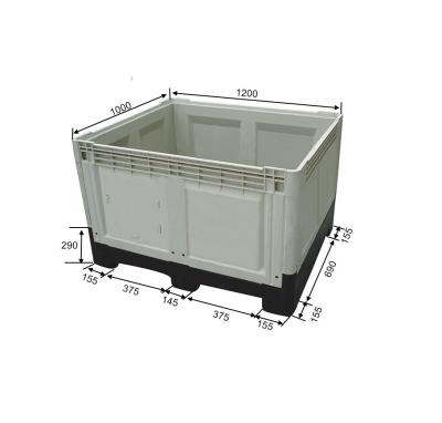 China 1200*1000*810mm zware opvouwbare plastic opslagcontainer voor fruit en auto-onderdelen Te koop