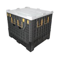 China Foldable Galvanized Mesh Pallet Box Container with 1T Dynamic Load Capacity by HUADING for sale