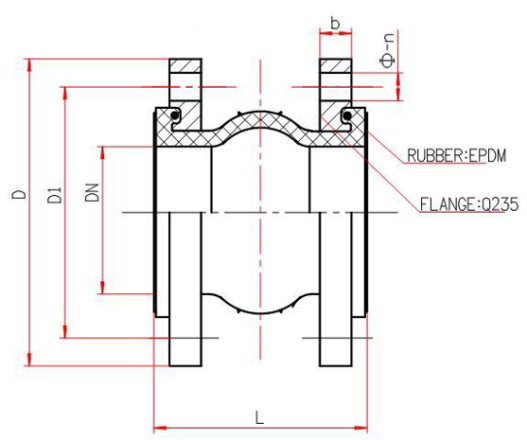 Single ball flexible rubber joint(compensator) PN16 DN125
