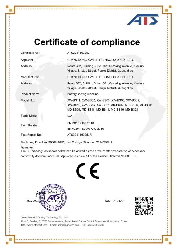 CE - GUANGDONG XWELL TECHNOLOGY CO., LTD.