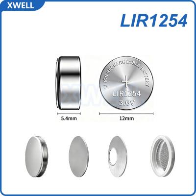 중국 LIR1254 코인 셀 케이스 키트 - 60mAh 용량 및 3.6V/3.7V 전압의 충전식 리튬 이온 배터리, 장치 연구용 판매용