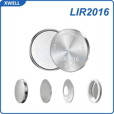 중국 LIR2016 3.6V 충전식 코인 셀 배터리, 직경 20mm, 두께 1.6mm, 소형 장치용 판매용