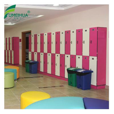 China high quality wooden color waterproof swimming pool laminate locker with electronic lock for sale