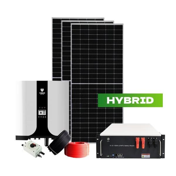 Quality Europe 5KW 10KW 15KW Home Hybrid Solar Energy System with Output Frequency 50/60Hz for sale