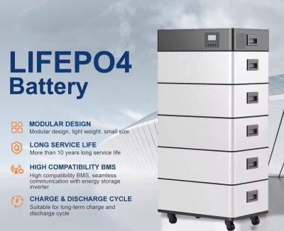 Cina Sistema solare domestico a ioni di litio Lifepo4 51.2v stackabile modulare 6000 Times 208Ah Batteria di accumulo di energia in vendita
