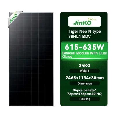 China 630w Jinko Solar Tiger Neo N-Type MBB 16BB TOPCON 78 Half Cells Mono Solar Panels for sale