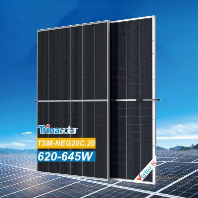 China Trina Vertex N type 640W 645W bifaciaal dubbel glas monokristallijn module zonnepaneelarray voor thuis Te koop