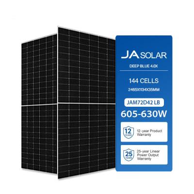 China 630W JA Solar Panel N-type Bifacial Half Cell PV for 22.5% and Front 3000Pa / 5400Pa for sale