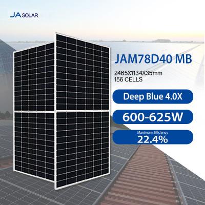 China 156 Cells Mbb 600W N-type Bifacial JA Solar Panels with 12AWG Cable in Eu Warehouse for sale