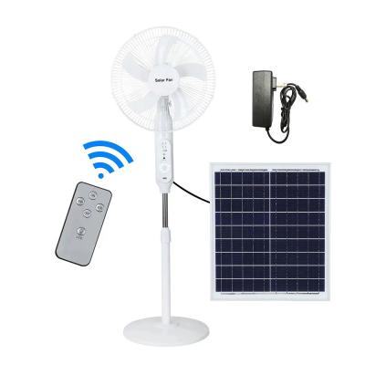 China 16/18 Inches AC DC 12V Charging 5 Blade Rechargeable Solar Stand Fan with Panel and Battery Solar Fan for sale