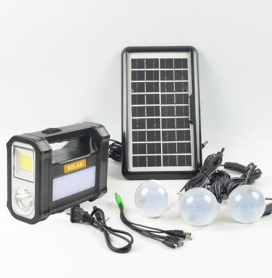 China Multifunction Portable Mini Home Outdoor Led Camping Solar Searchlight Energy Lighting System Kit for sale