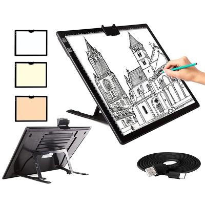 China JSK Hot LED Tracing Light Box Stencil Drawing Drafting Dimmable A3 LED Copying Board Rechargeable LED Light Pad with Stand for sale