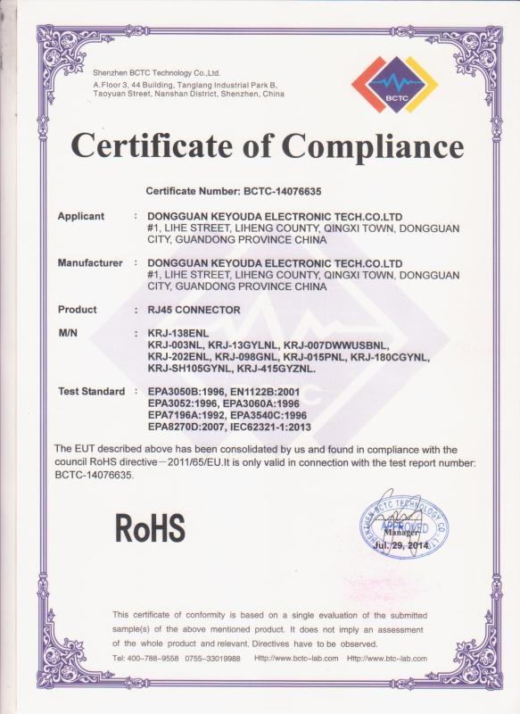 ROHS - Keyouda Electronic Technology Co.,ltd