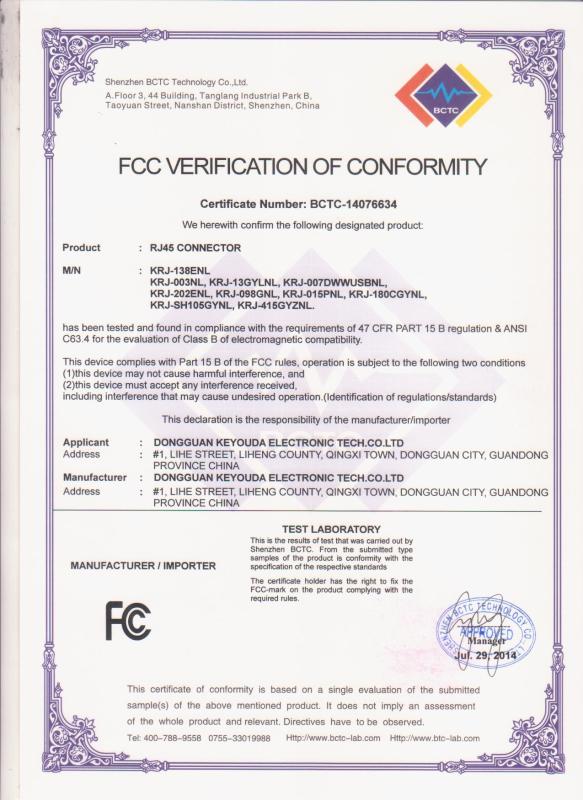 FCC - Keyouda Electronic Technology Co.,ltd