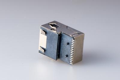 China 21.6MM kies Havensmd Laag Profiel RJ45 Jack met Transformator 10/100/1000 en leiden uit Te koop