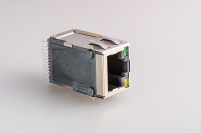 中国 25.4MM の 10/100 台の変圧器および LED によって特許を取られるプロダクトが付いている単一の港 SMD RJ45 モジュール ジャック 販売のため