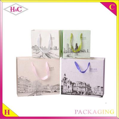 China European building style hand length handle paperboard packaging gift bag for sale