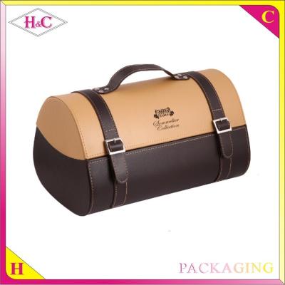 China Luxury handmade 2 bottles pu leather wine gift box for sale