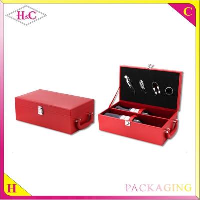 China Luxury handmade 2pcs Pu leather wine gift box for sale