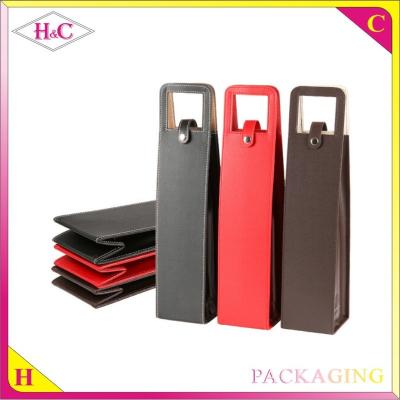 China Luxury handmade 1 pcs PU leather wine gift bag for sale