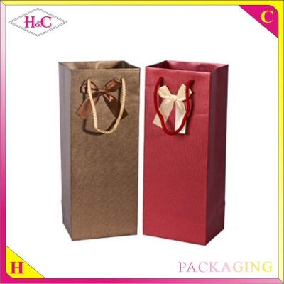 China Red handmade luxury special paper wine bag for sale