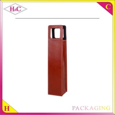 China Luxury single pu leather wine bottle bag for sale