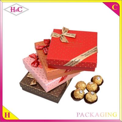 China Luxury handmade chocolate paper gift box with bowknot for sale