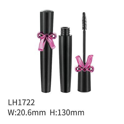 China wholesale empty round black mascara tube with dark red tie for sale