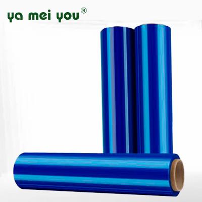China Blue Color High Toughness PE Stretch Film 5X Stretch For Warehouse Freight Packaging for sale
