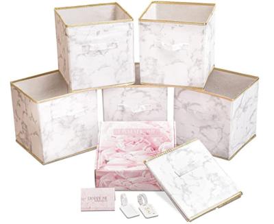 China Marble Pattern 6 Containers Soft Storage Cubes Eco Friendly for sale