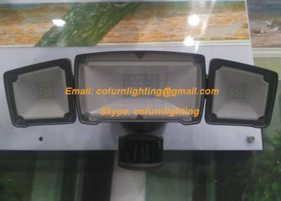 China LED Motion Sensor Lights 3 Heads Security Flood Lights Adjustable Wall Mounting for sale
