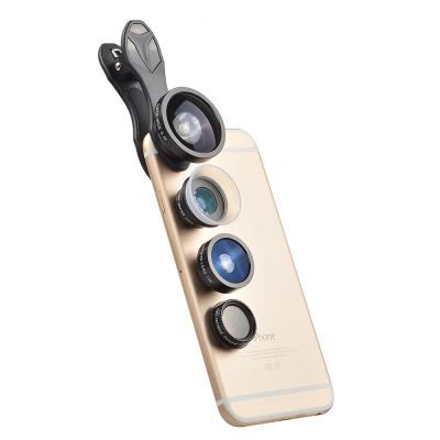 China Cell Phone Universal 5 in 1 Clip glass Lens Kit for mobile phones (fish eye, wide angle, macro and polarizer lens for sale