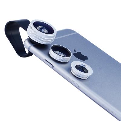 China 3 in 1 Clip Cell Phone Camera Lens 180 Degree Fisheye Lens + 0.67X Wide Angle +10X Macro Lens for iPhone 6 7 Samsung for sale