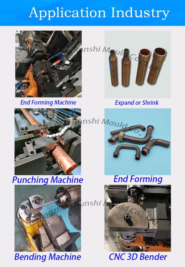 Industries served by tube forming dies including HVAC, automotive, and aerospace