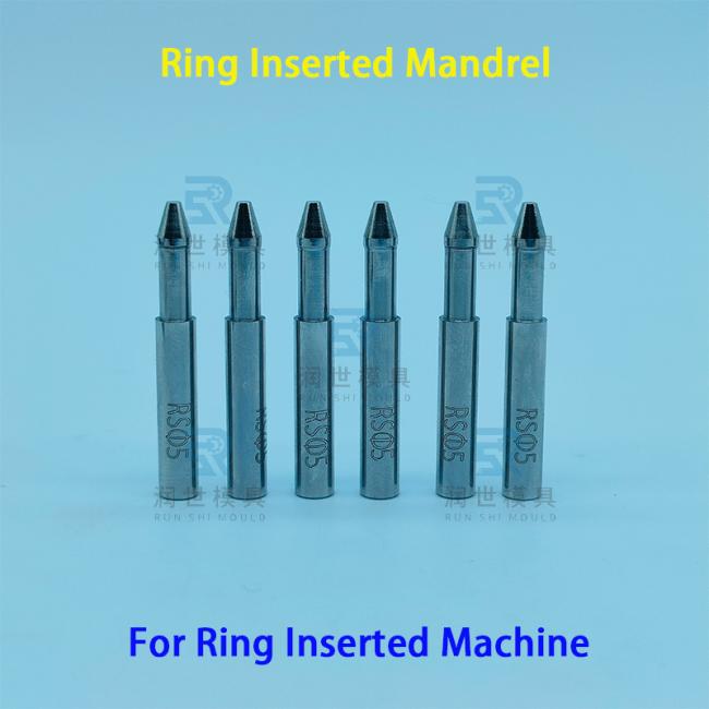 Ring inserted mandrel close-up view showing precision machining