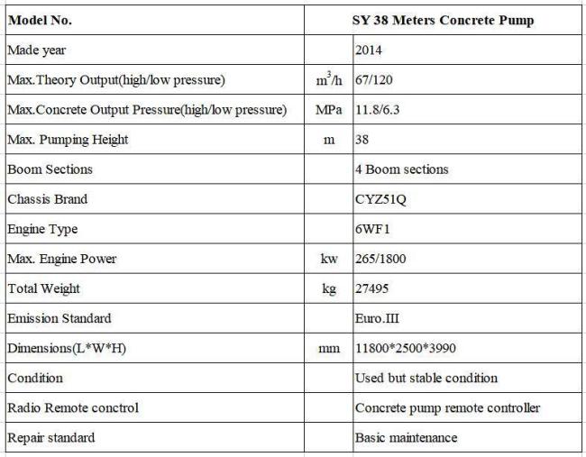 Concrete Mixer Machine Used Sy 38 Meters Concrete Pump M Boom Sections
