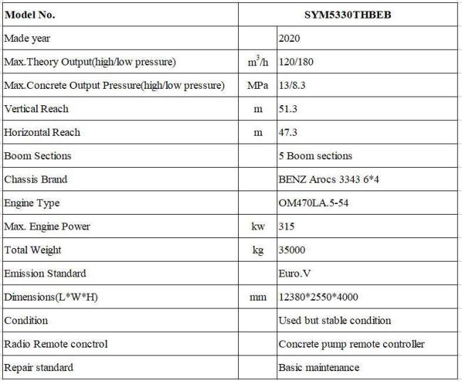 Concrete Bathching Plant Used Sy 49 Meters Concrete Pump
