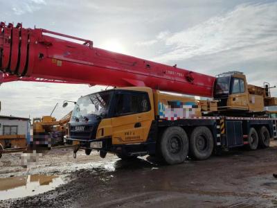 중국 80톤 이동 크레인 사용 트럭 크레인 호프 크레인 최대 들어올림 높이 40m 오렌지 및 빨간색 판매용